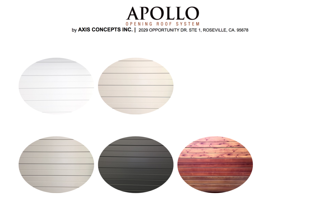 Apollo Color Chart | Apollo Opening Roof