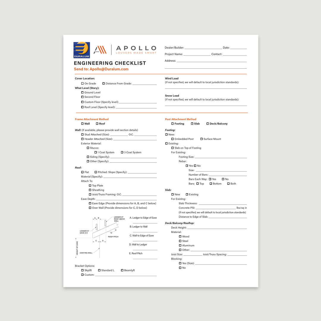 Engineering Checklist | Apollo Opening Roof